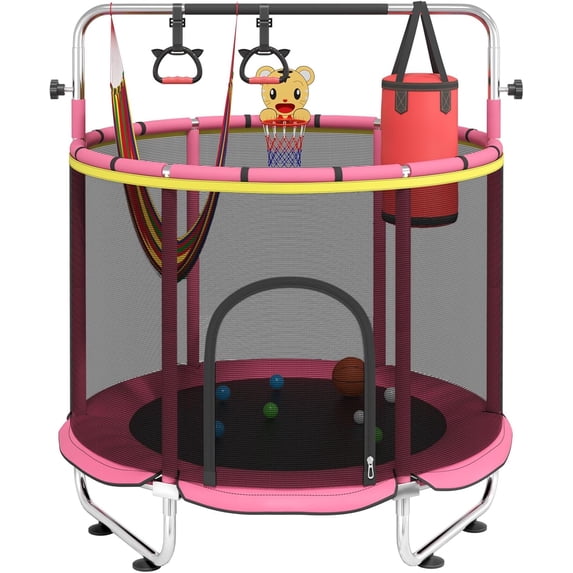 60" Trampoline for Kids with Enclosure Net, 500lbs Capacity Toddler ...