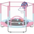 60" Trampoline for , 5 FT Small Indoor & Outdoor Trampoline, Basketball ...