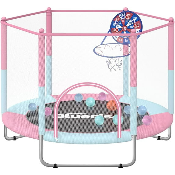 60" Trampoline for , 5 FT Small Indoor & Outdoor Trampoline, Basketball ...