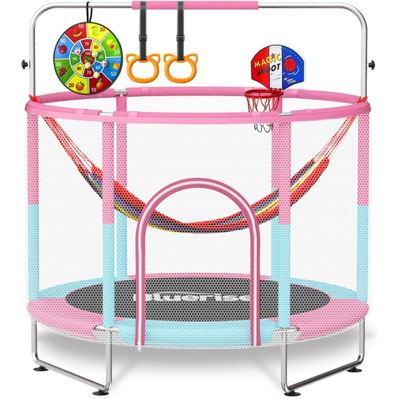 60" Trampoline for , 5 FT Small Indoor & Outdoor Trampoline, Basketball ...