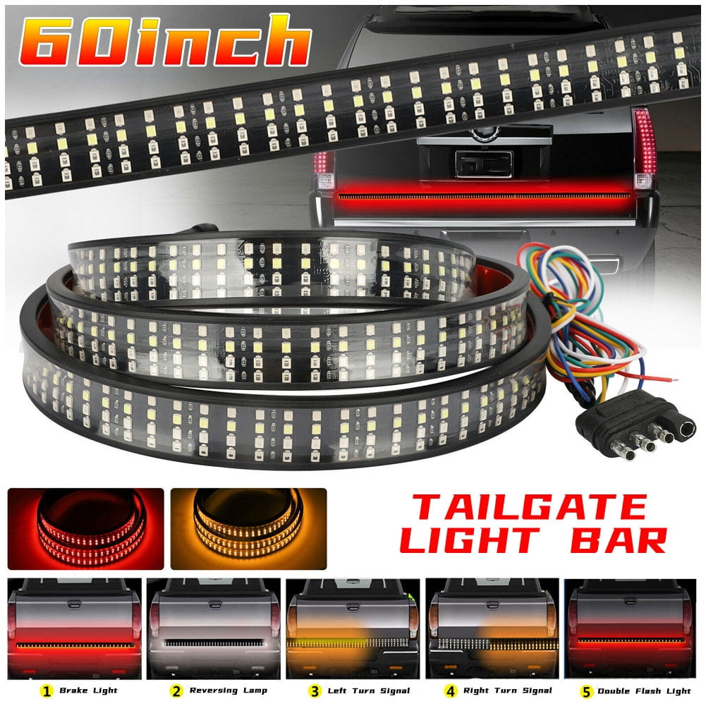 60" Truck Car Tailgate Light Bar Four Row 624 LED Flexible Strip ...
