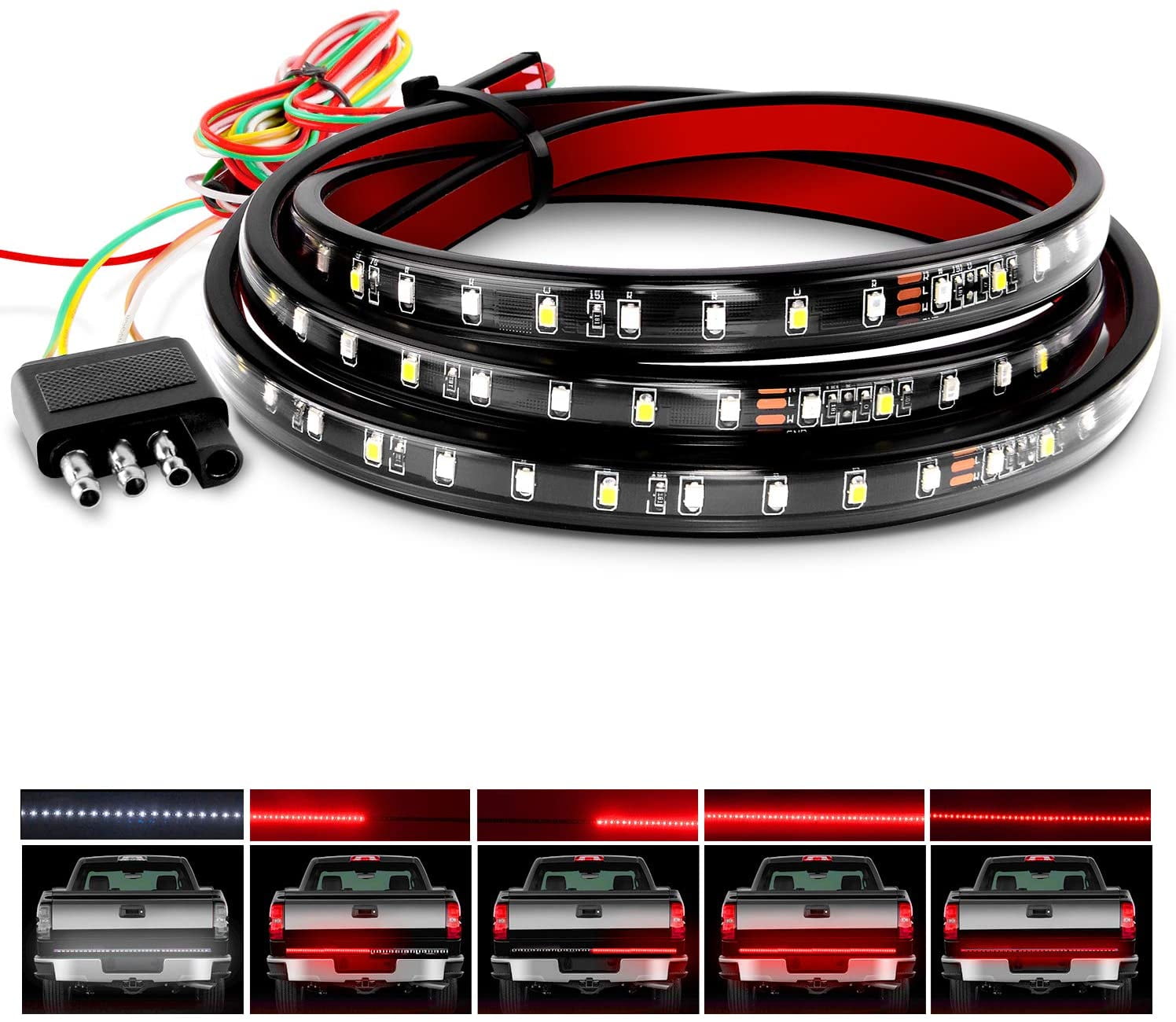 60" Truck Tailgate Light Bar 108 LED Single Row Tailgate Light Strip ...