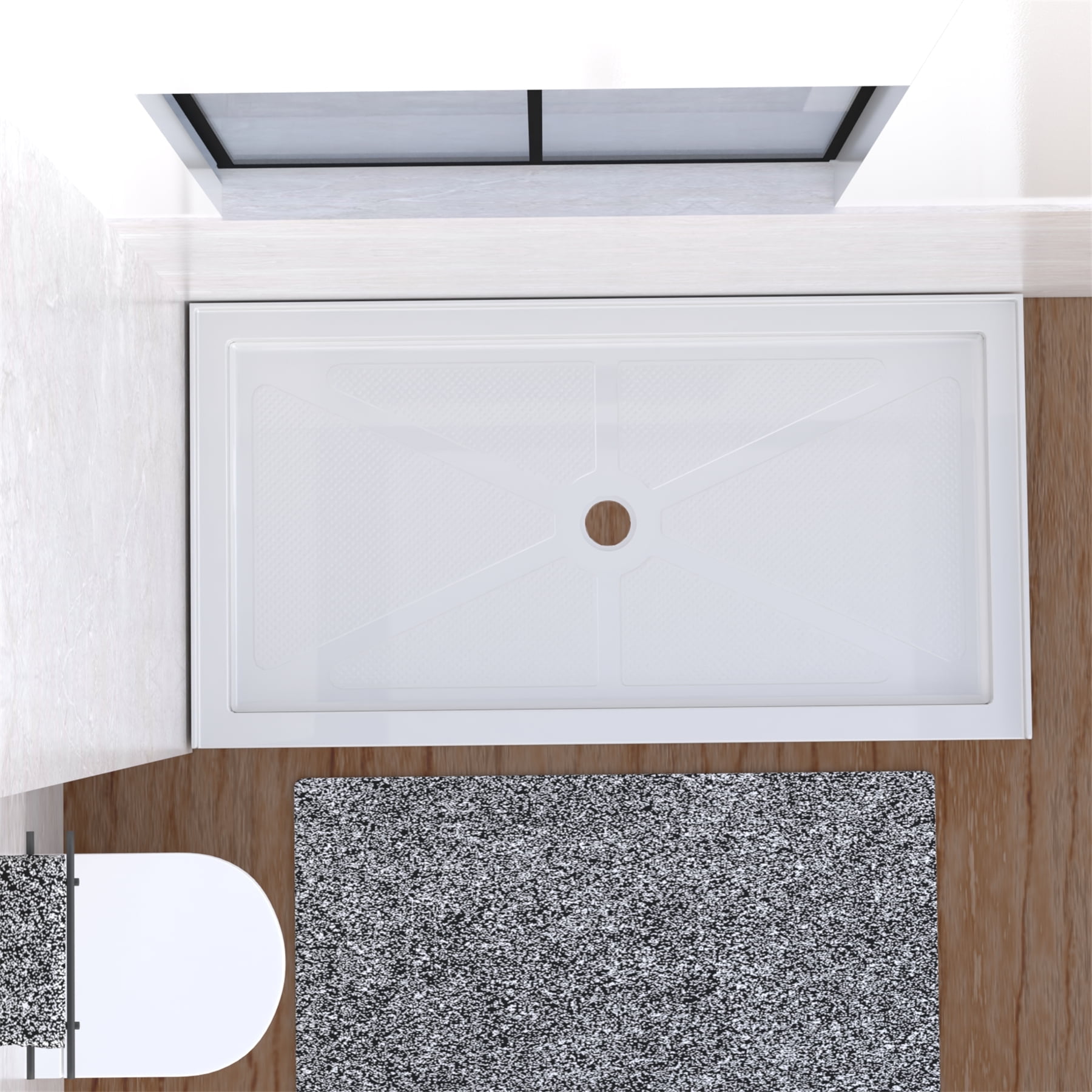 60'' W 32'' D Shower Base Single threshold Integrated tile Flanges 3 ...