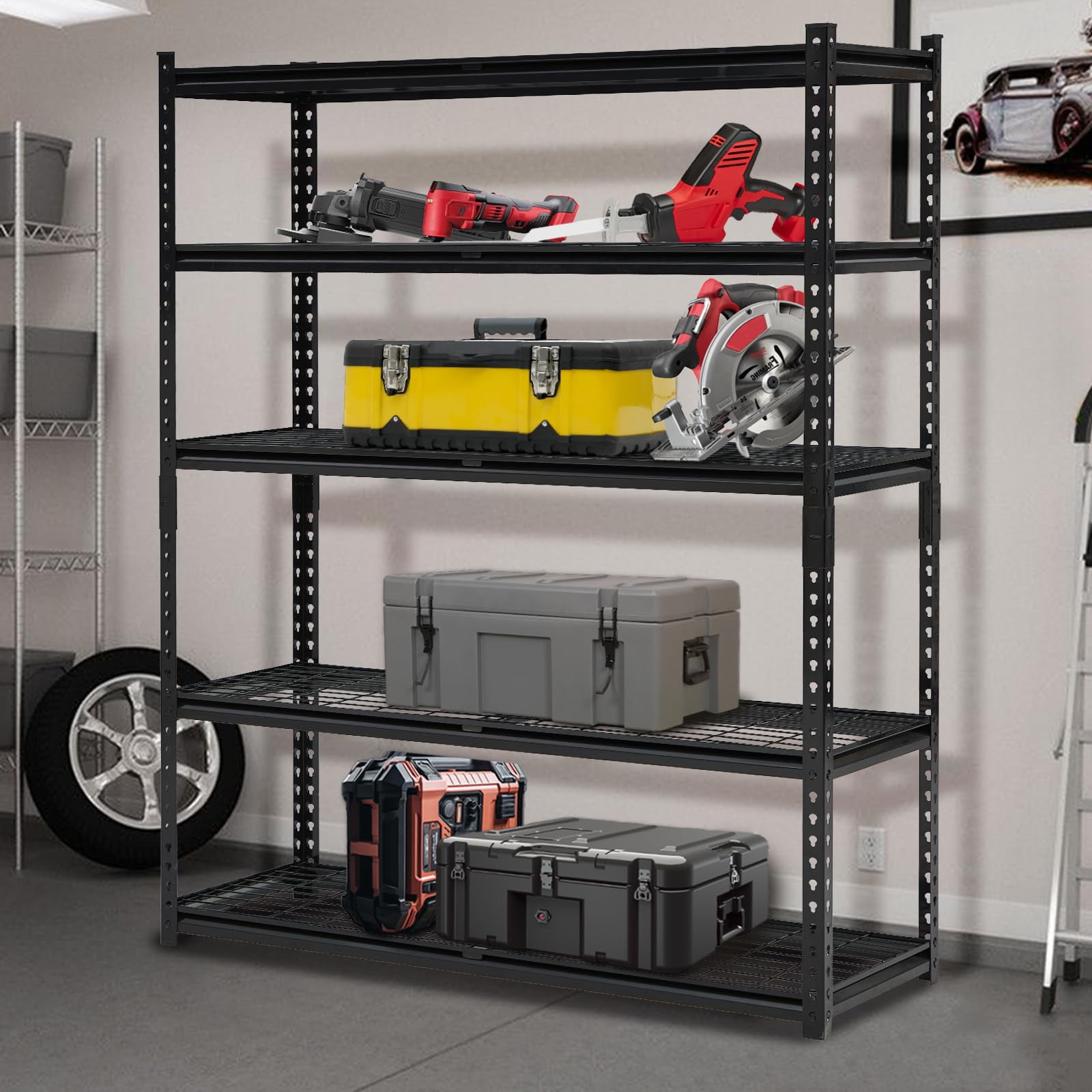 60" W Garage Shelving Units Heavy Duty,5-Tier Adjustable Storage ...