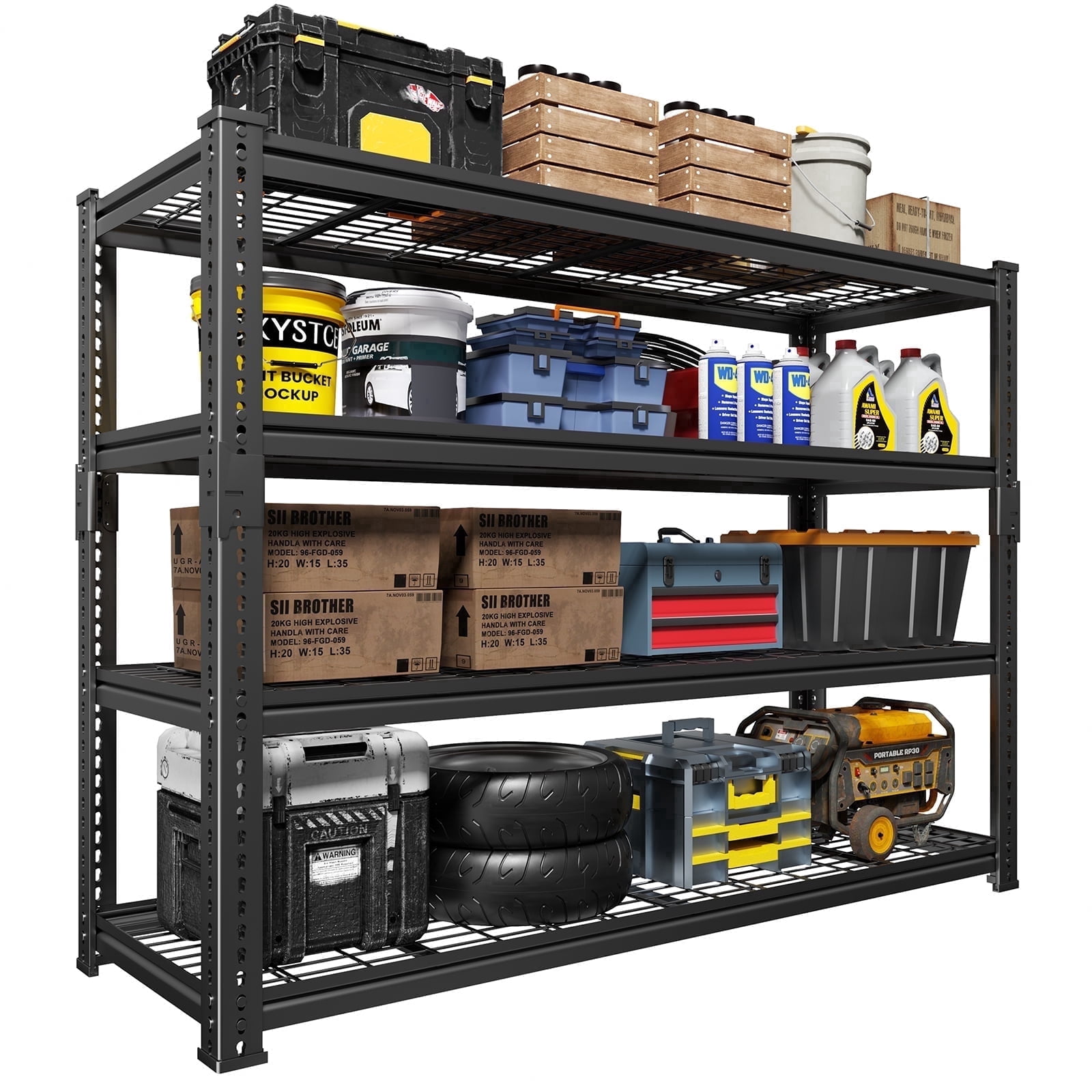 LUXEYARD Heavy Duty Garage Shelving 60 in H x 60 in W x 24 in D 4 Tier ...
