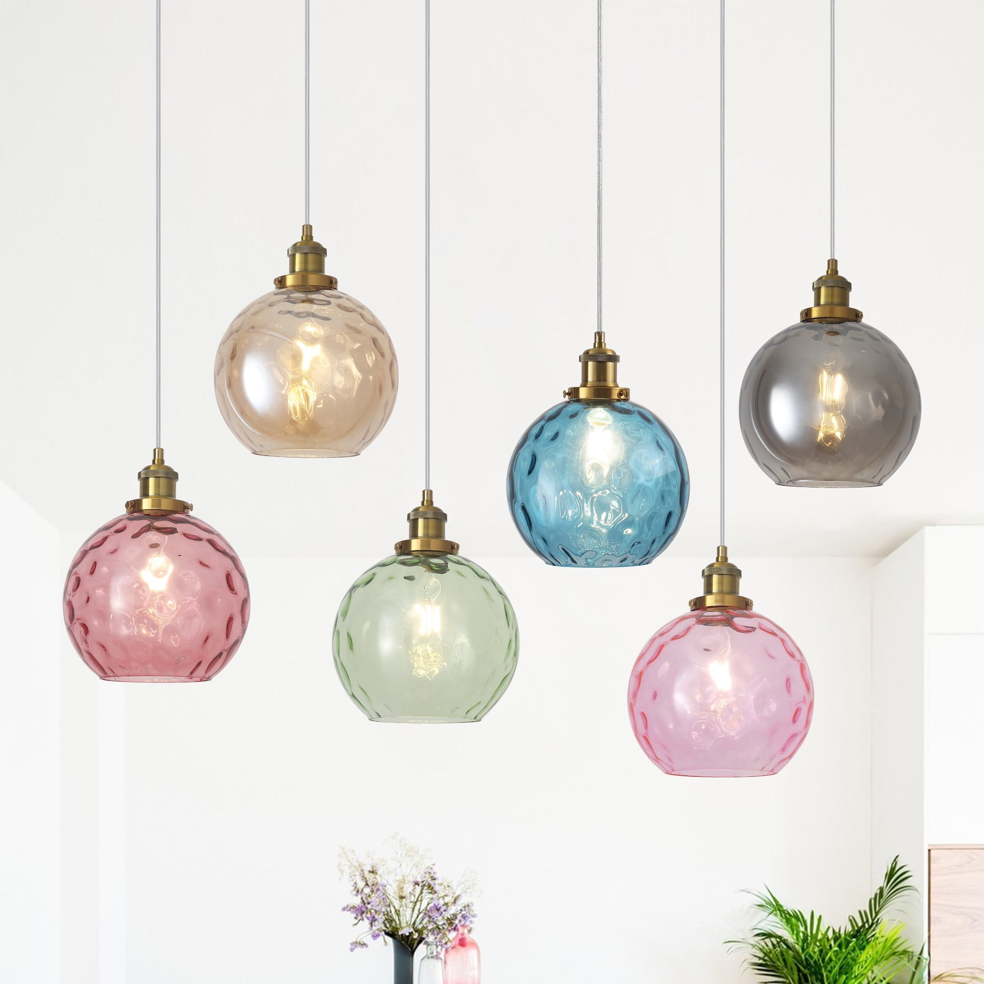 60 -Watt 1-Light Classic Style Living Room Multicolor Pendant Light ...