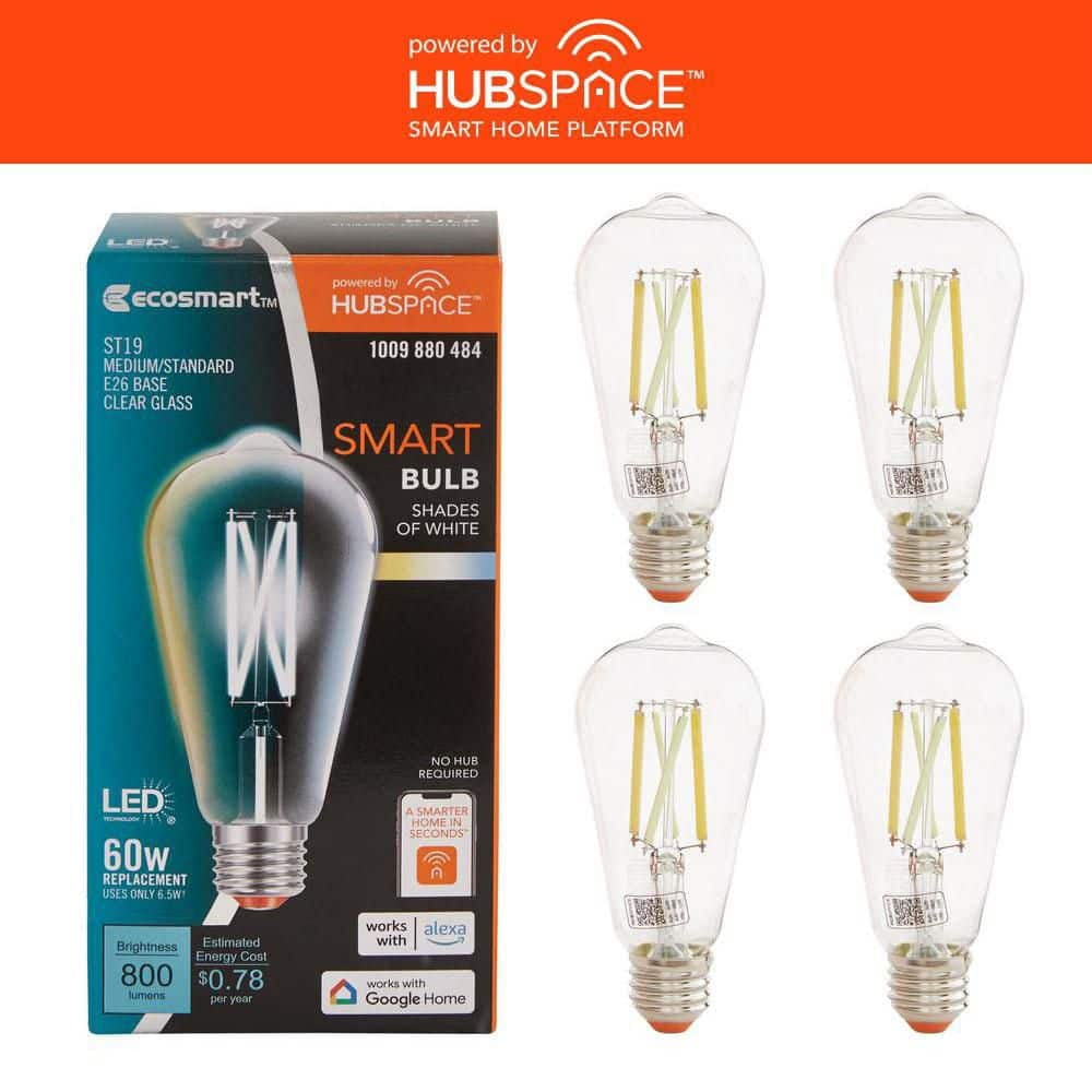 60-Watt Equivalent Smart ST19 Tunable White Clear CEC LED Light Bulb ...