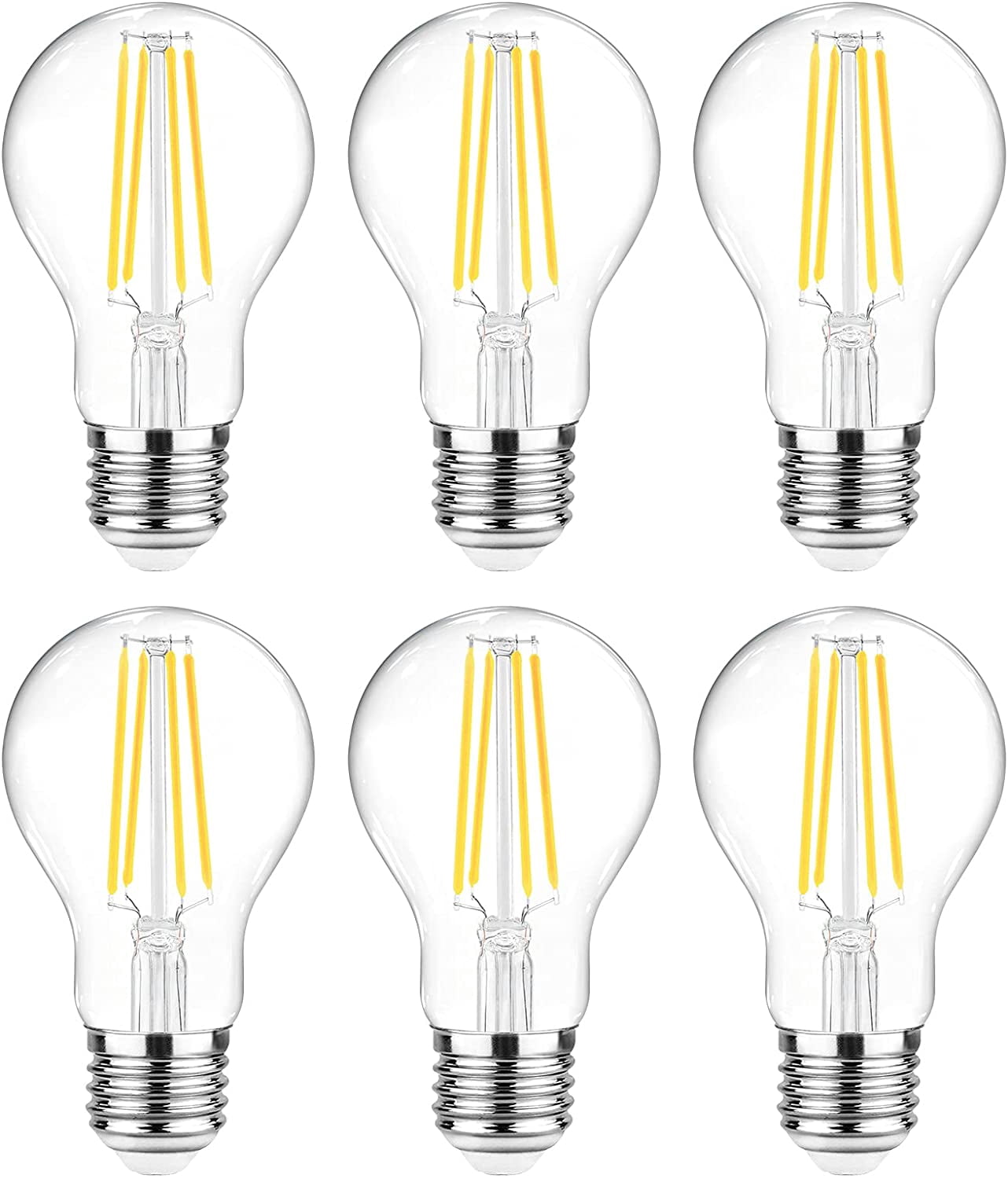 60 Watt Equivt, E26 LED Filament Light Bulbs, Daylight White 4000K, Non ...