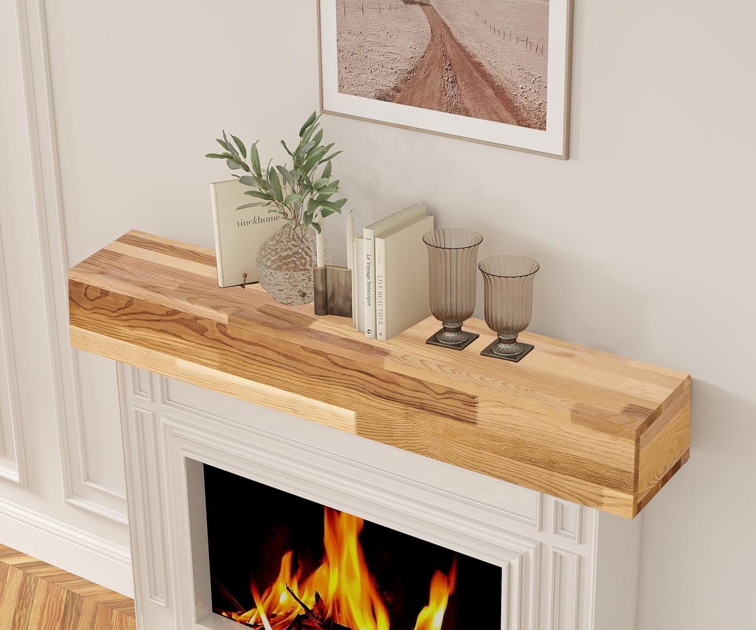 60" Western Red Cedar Wood Fireplace Mantel | Wall-Mounted & Floating ...