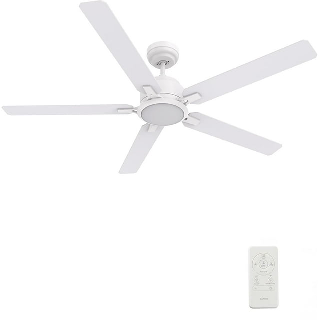 "60"" Smart Indoor Ceiling Fan in White with Dimmable LED Light, Remote ...