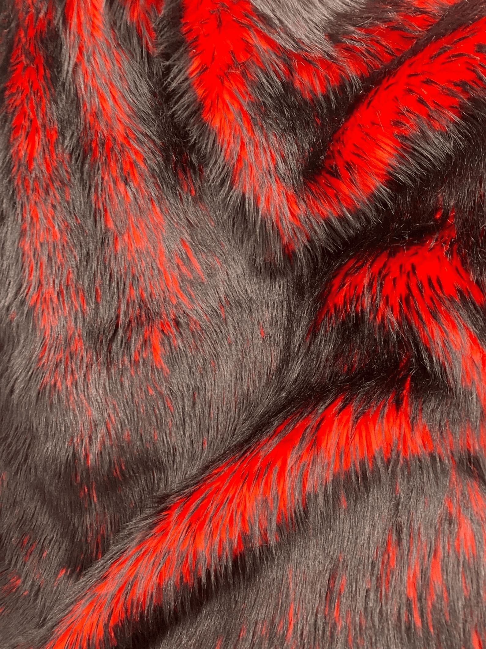 60" Wide Red black Frosted tip Upholstery Faux Fur Shaggy Coat Costume ...