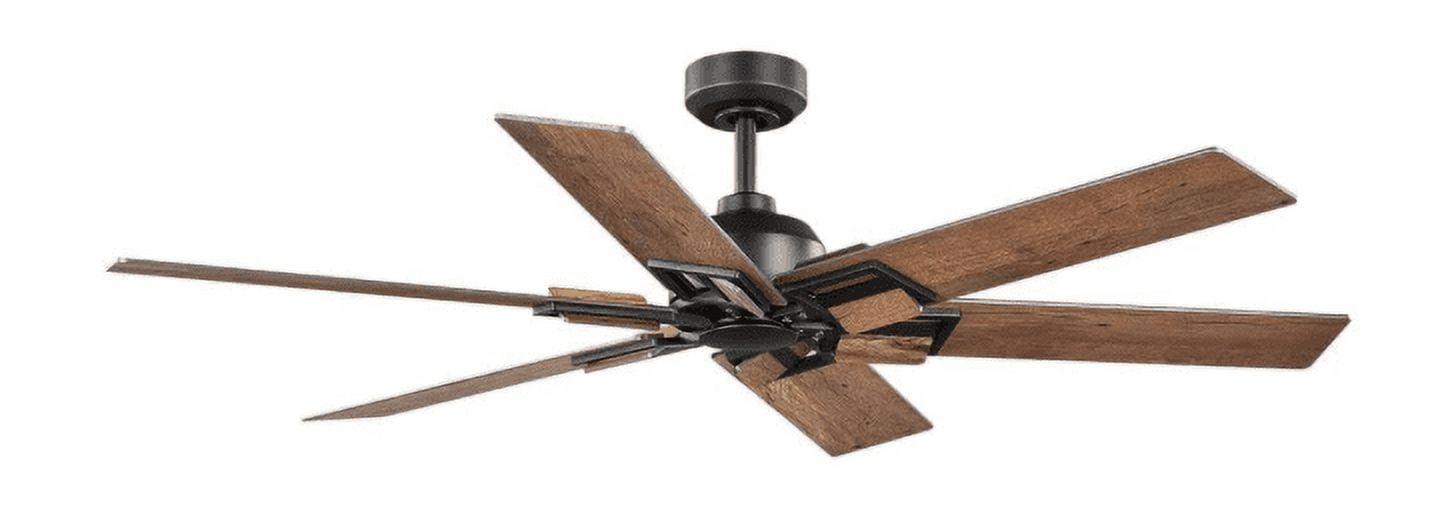 60" Winderige Indoor Matte Black Ceiling Fan w/ Remote Control, Downrod ...
