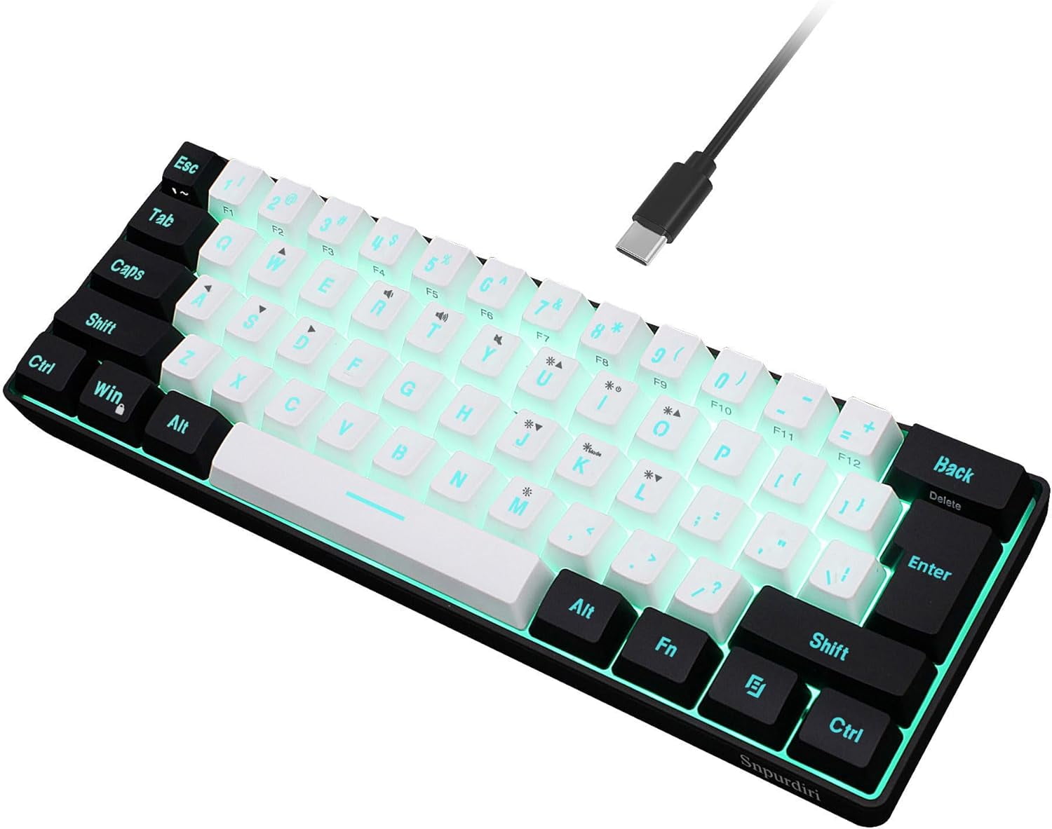 60% Wired Gaming Keyboard, 61 Keys RGB Backlit Ultra-Compact Small ...