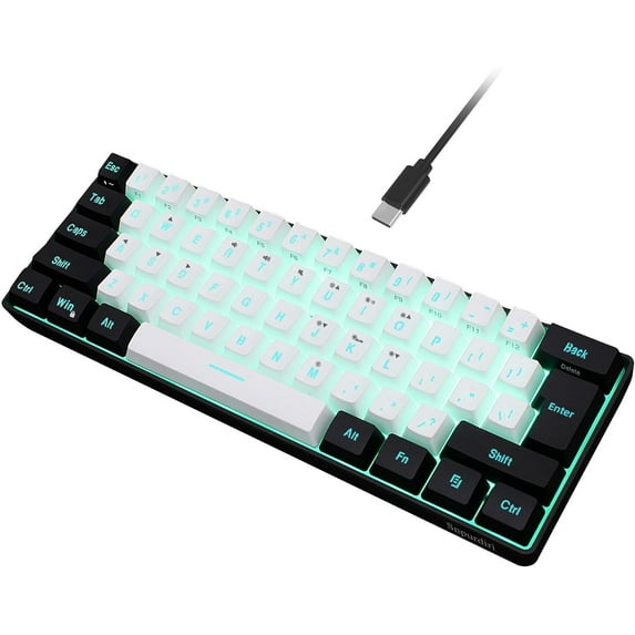 60% Wired Gaming Keyboard, 61 Keys RGB Backlit Ultra-Compact Small for ...