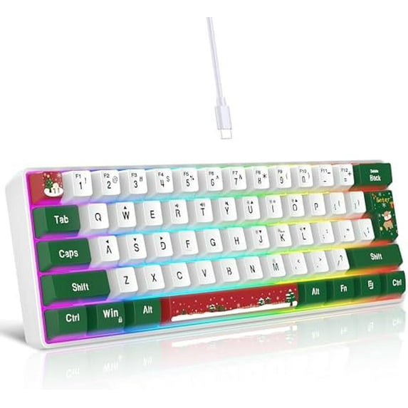 60% Wired Gaming Keyboard, RGB Backlit Small Ultra-Compact 61 Keys 60 ...