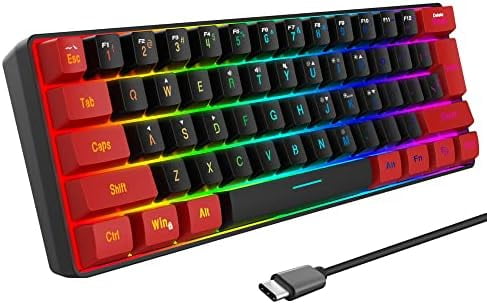 60% Wired Gaming Keyboard, Ultra-Compact RGB Backlit Small Gaming ...