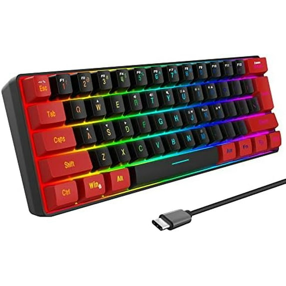 60% Wired Gaming Keyboard, Ultra-Compact RGB Backlit Small Gaming ...