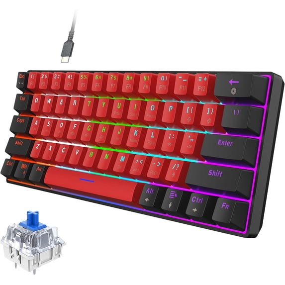 60% Wired Mechanical Gaming Keyboard, Backlit 60 Percent Gaming ...