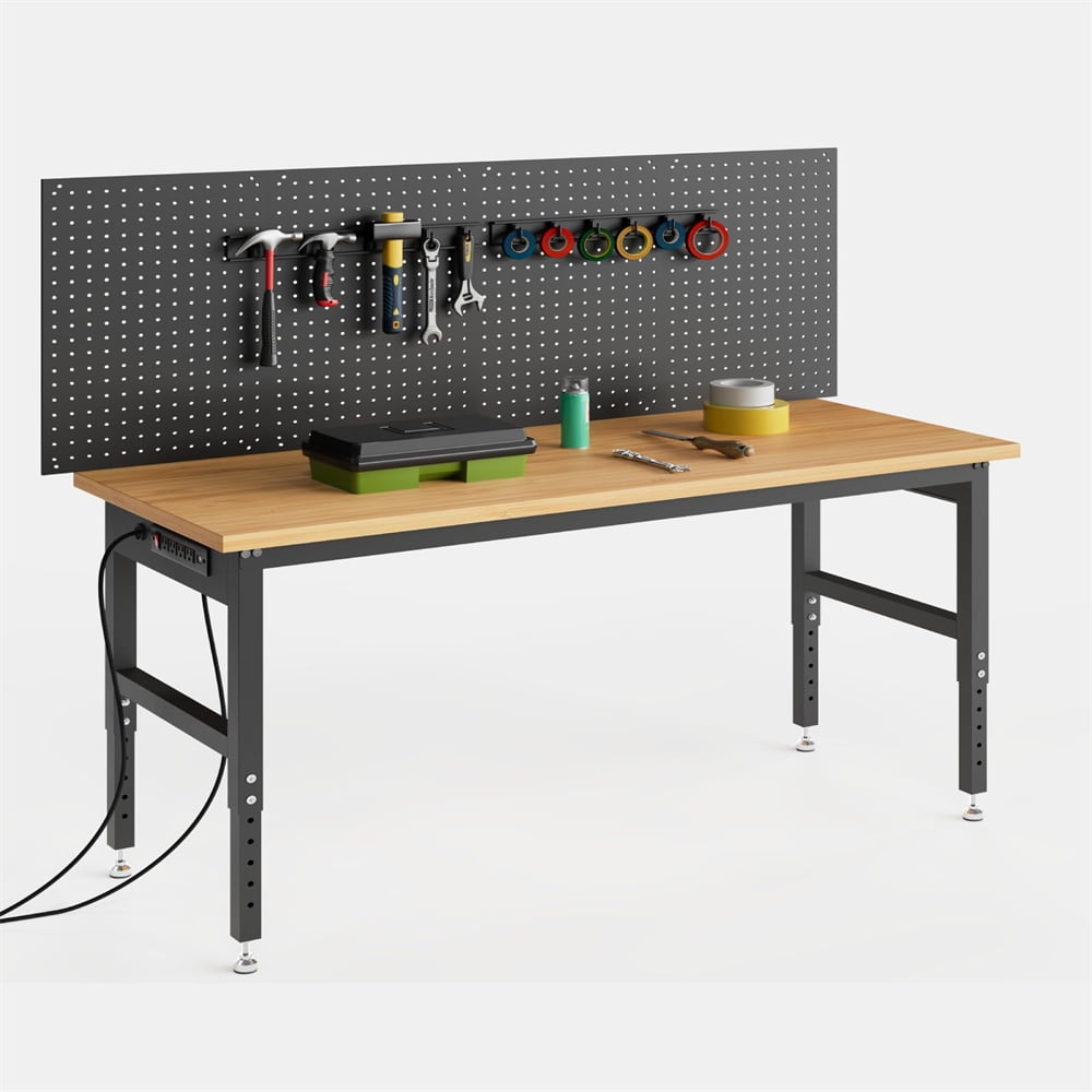 60" Workbench,2200LBS Capacity Adjustable Desk, 28"-40" Manual Height ...