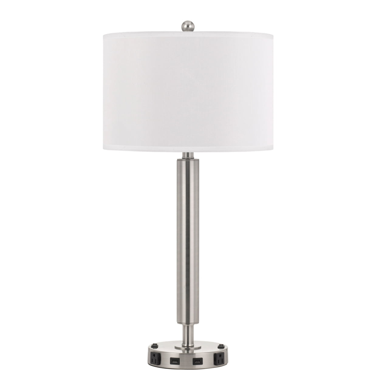 60 X 2 Watt Metal Frame Night Stand Lamp with Fabric Shade, White and ...