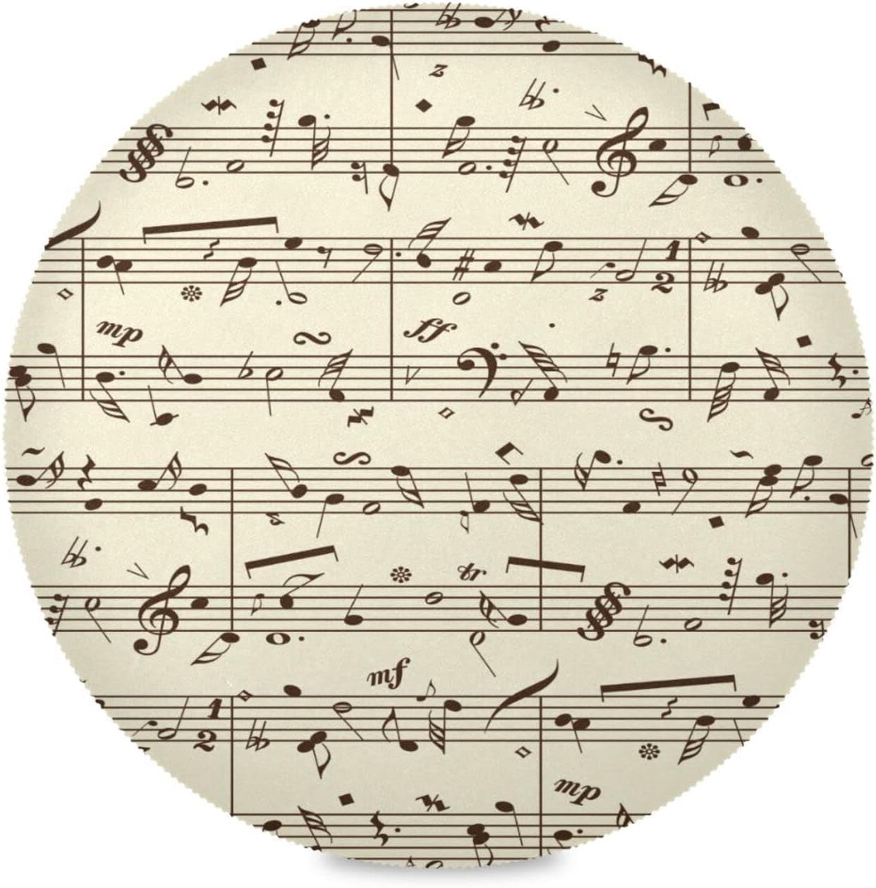 60"X 60" Music Musical Notes Pattern Elastic Fitted Edged Round ...