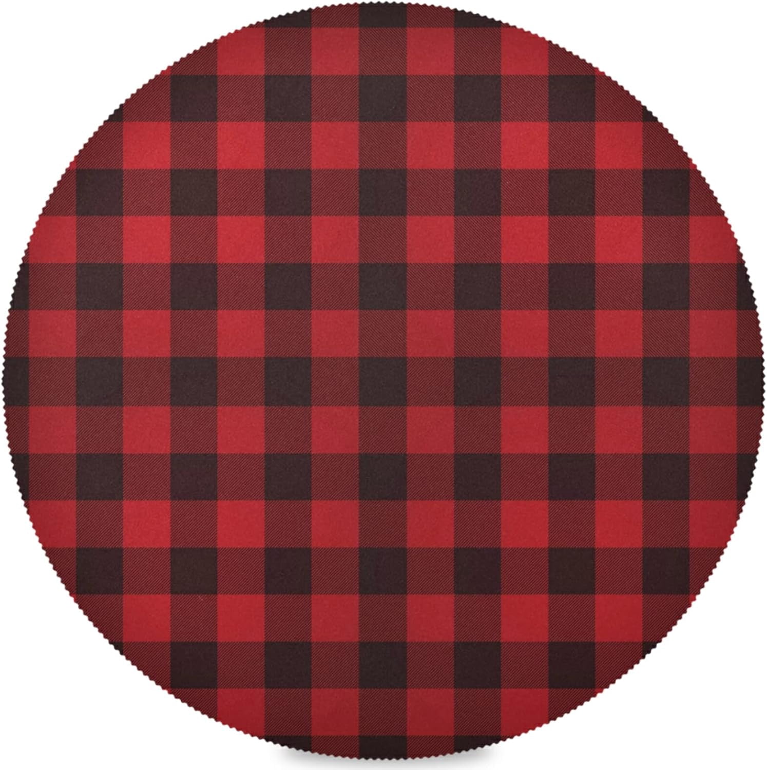 60"X 60" Red Black Buffalo Check Christmas Plaid, Round Tablecloth ...
