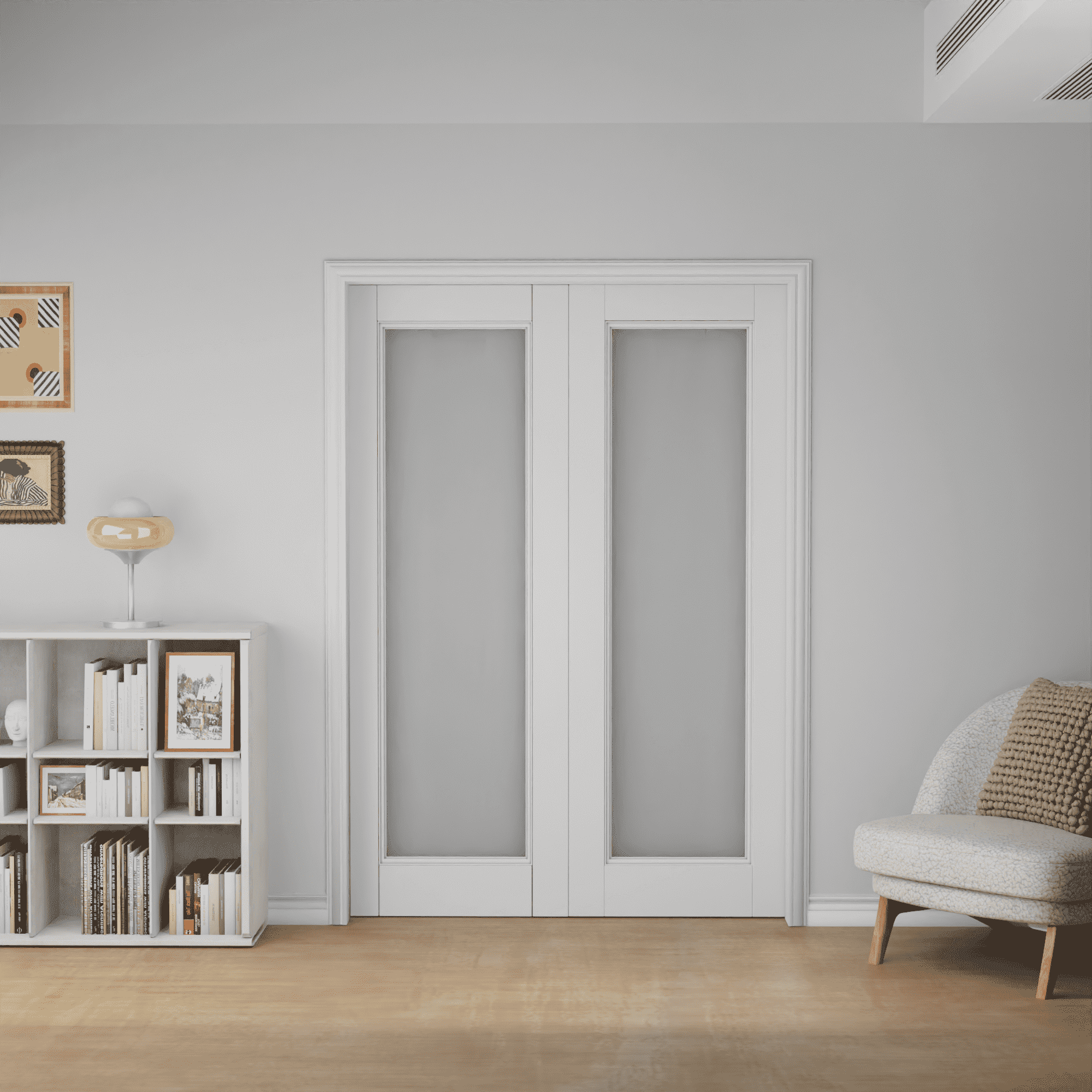 60" X 80" Double Silding Closet Doors French Frosted Glass Pocket Door ...