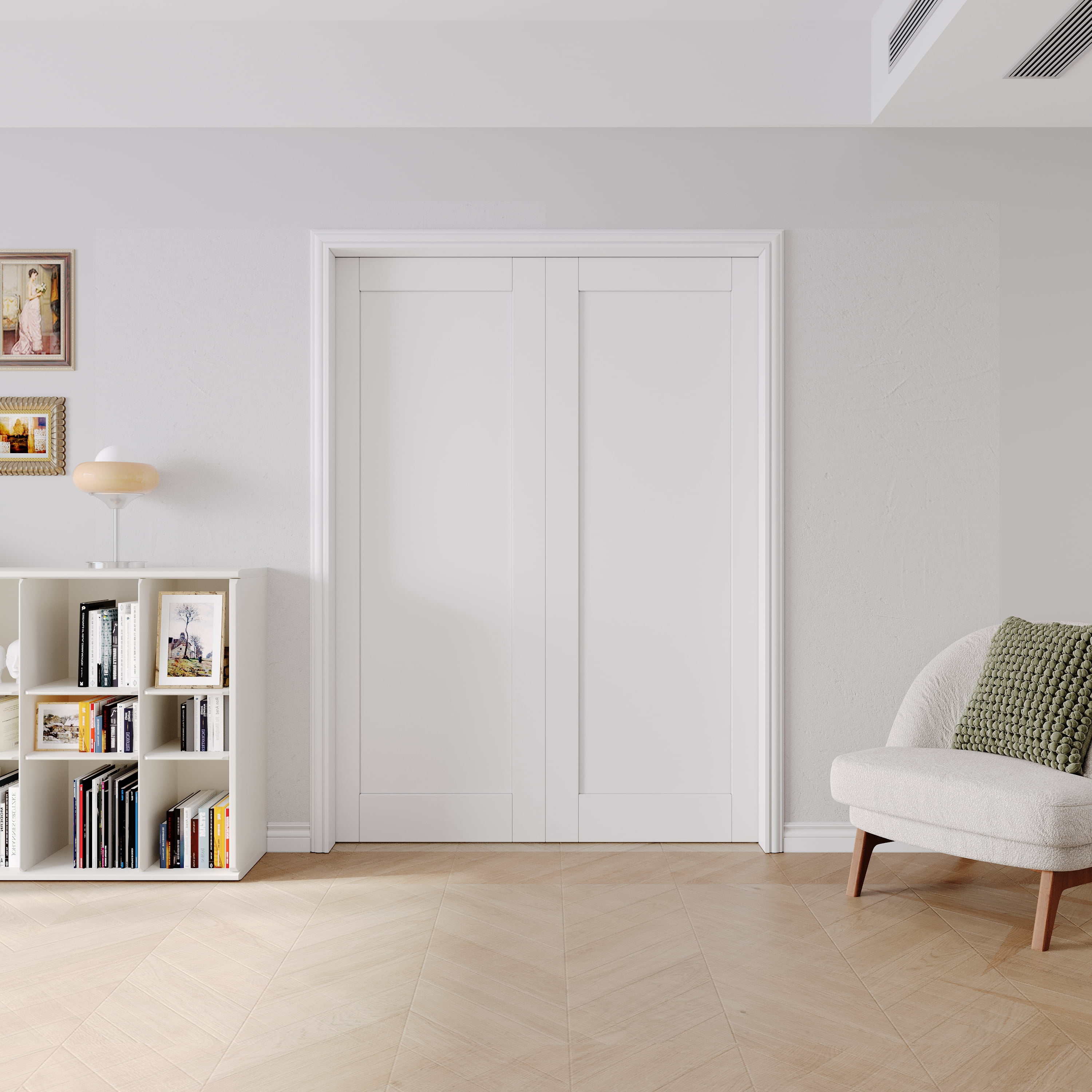 60" X 80" Double Sliding Closet Door Panel Solid Wood Door With Soft ...