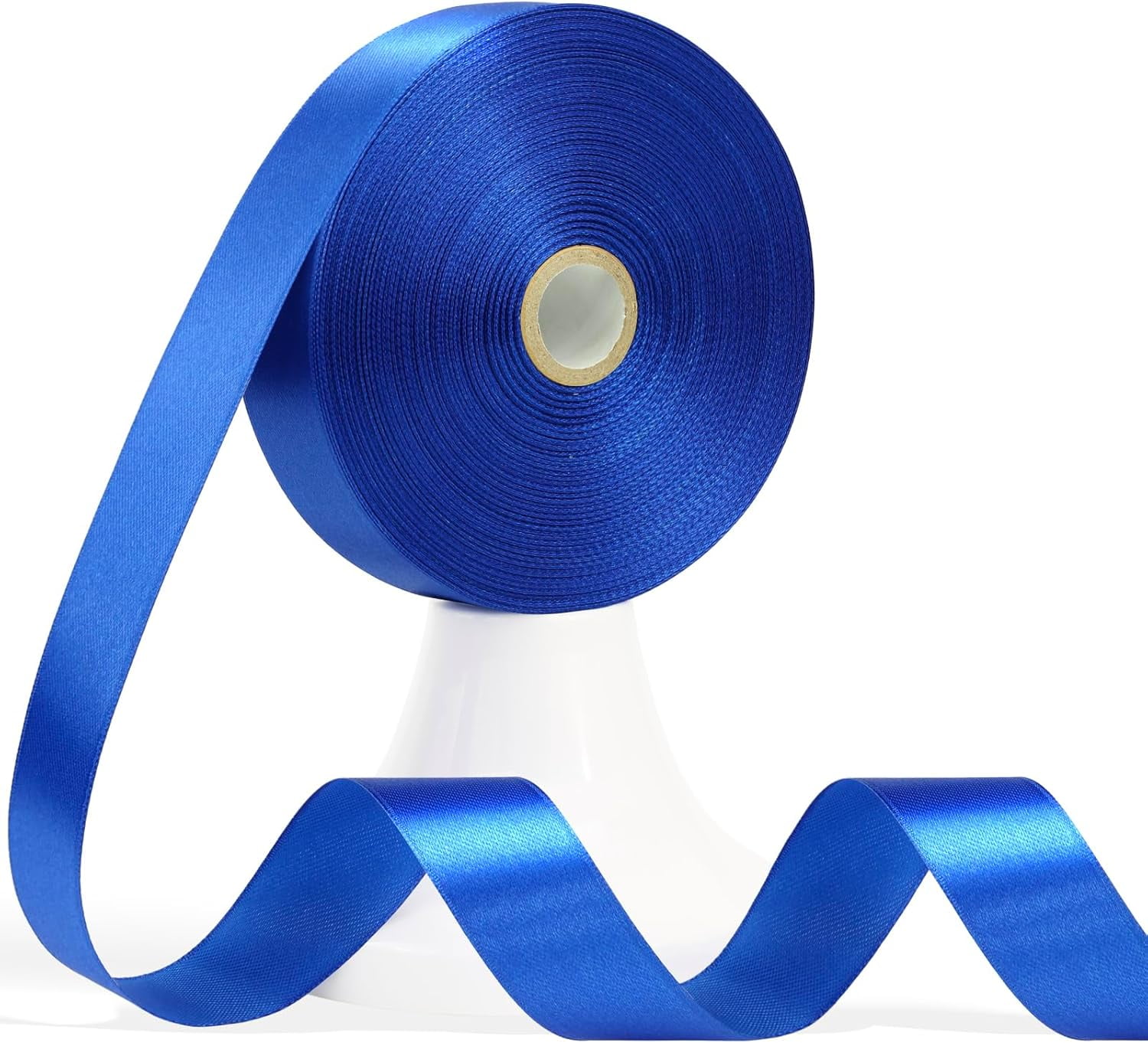 60 Yards 1 Inch Wide Blue Satin Ribbon Spool - Polyester Fabric Ribbon ...