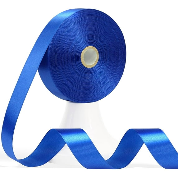 60 Yards 1 Inch Wide Blue Satin Ribbon Spool - Polyester Fabric Ribbon ...