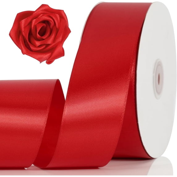 60 Yards Ribbon,1-1/2 Inch Red Satin Ribbon,Single Satin Ribbons, for ...
