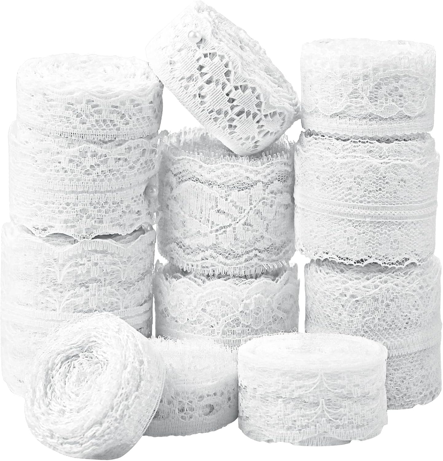 60 Yards White Lace Trim Ribbon,12 Rolls Crochet Sewing Patterns White ...