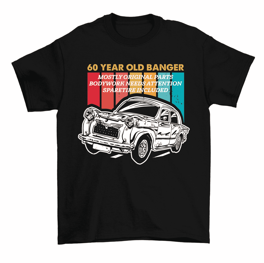60 Year Old Banger Original Parts Retro Car Funny Birthday T Shirt Men