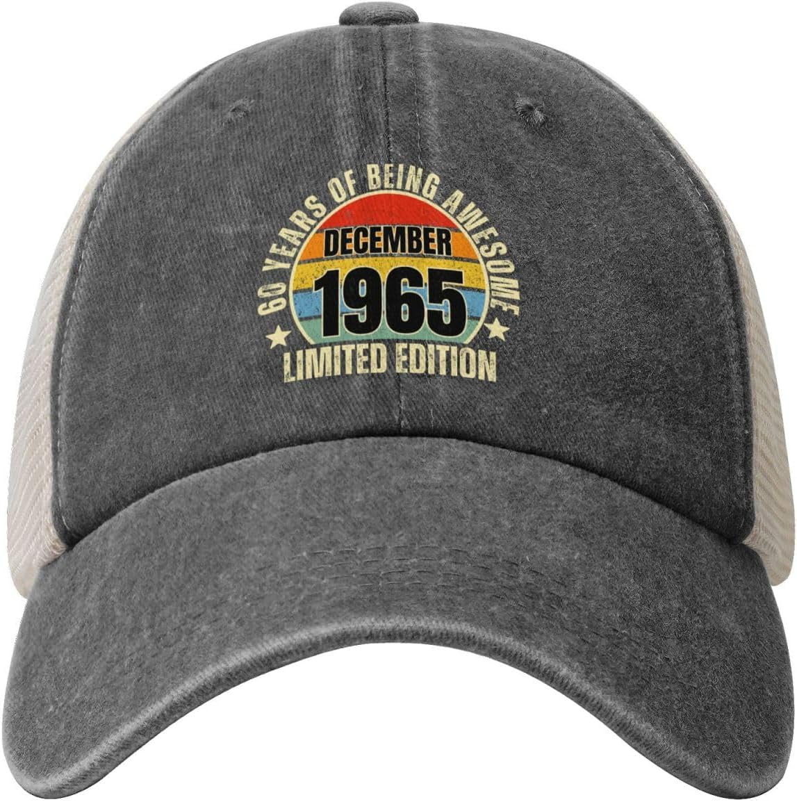 60 Year Old December 1965 60th Birthday Hat Denim Baseball Cap ...