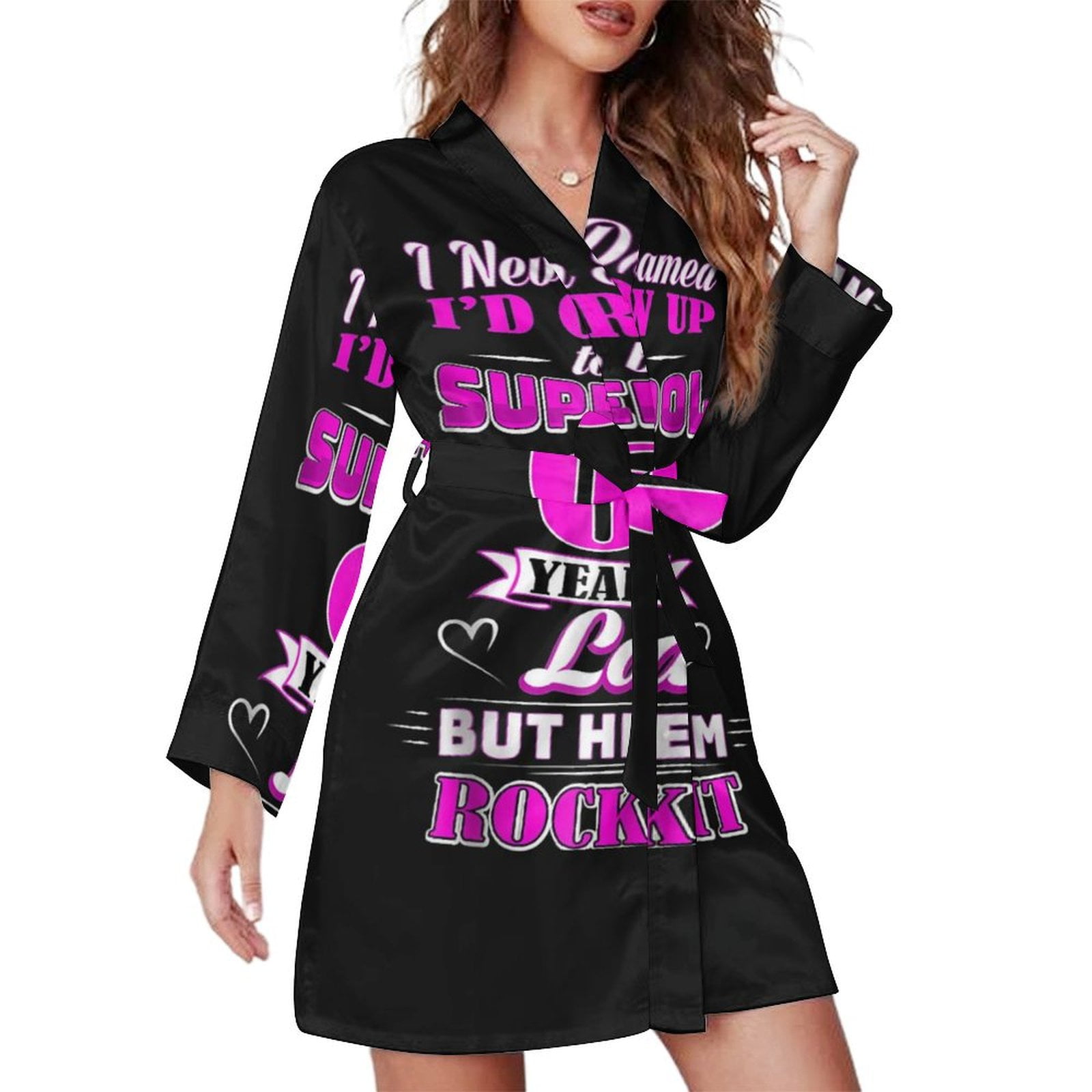 60 Year Old Lady Funny 60th Birthday Night Robe Long Sleeve V Neck Robe ...