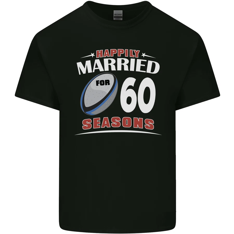 60 Year Wedding Anniversary 60th Rugby Sport Graphic Light Cotton Tee ...