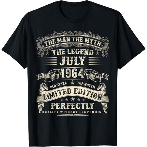 60 Year old Bday Gifts For Men July 1964 Birthday 60th T-Shirt Vintage ...