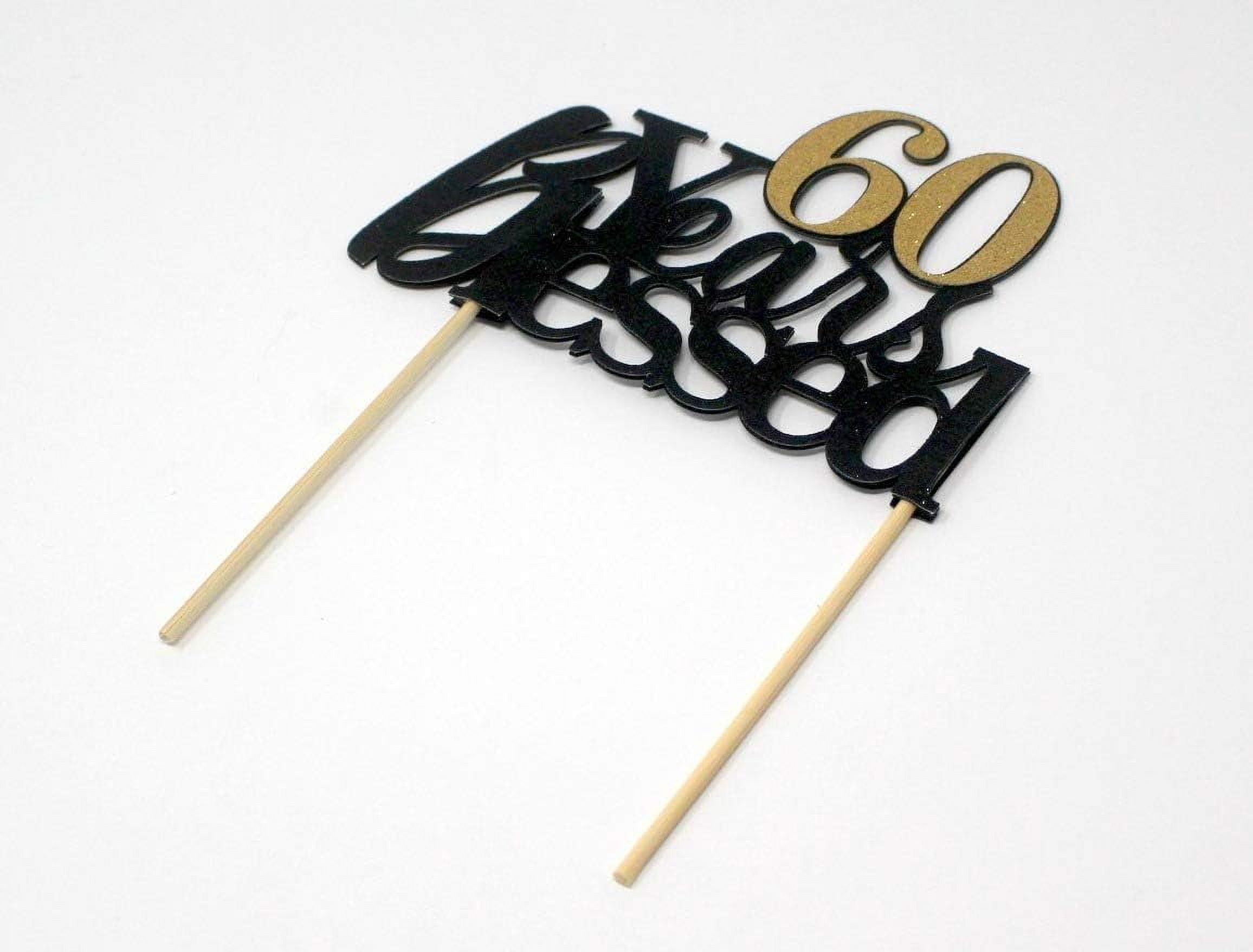 60 Years Blessed Cake Topper (Black & Gold),1 PC, 60th Birthday, 60th ...