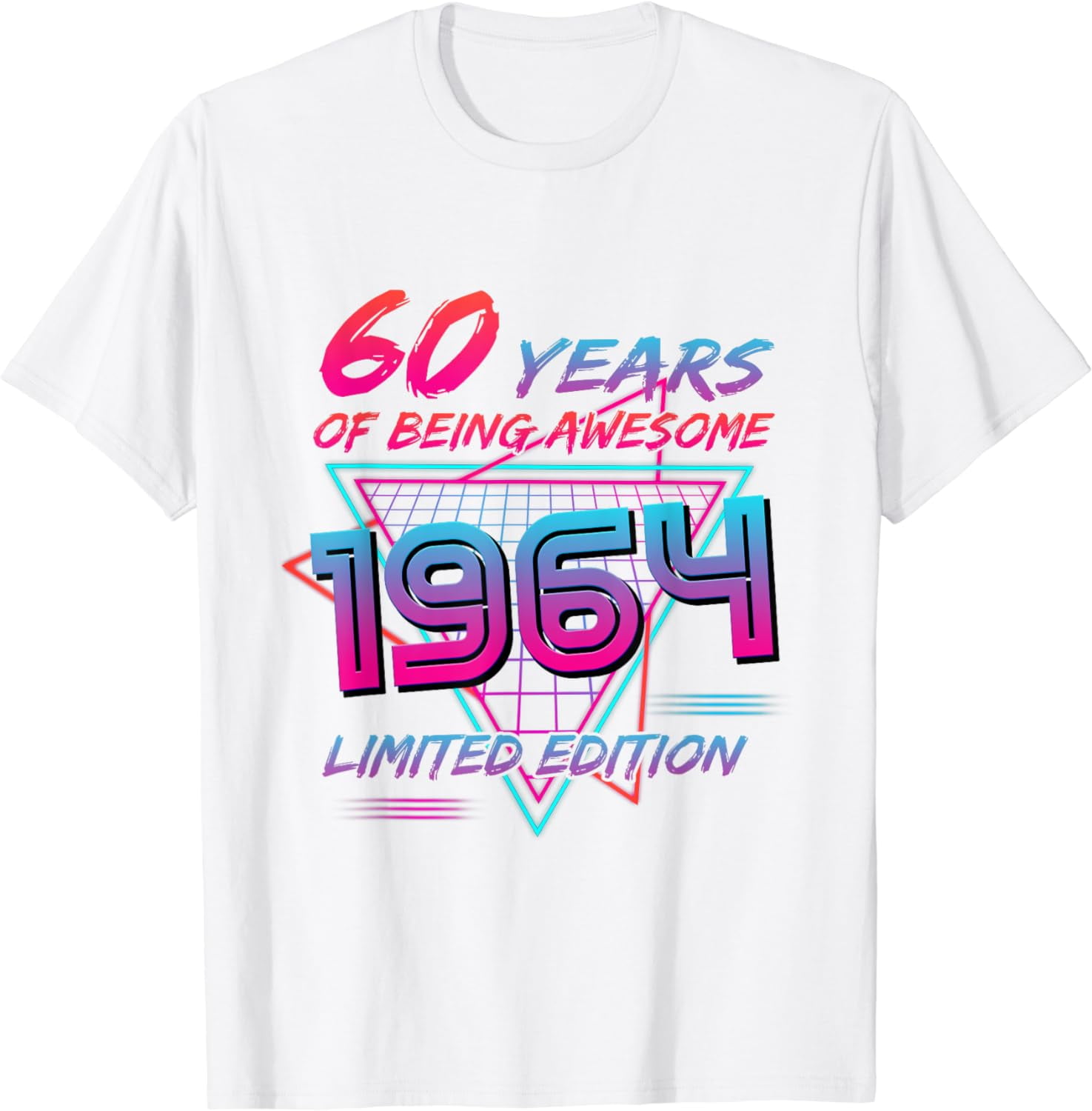60 Years Of Being Awesome Since 1964 Retro 80s 60th Birthday T-Shirt ...