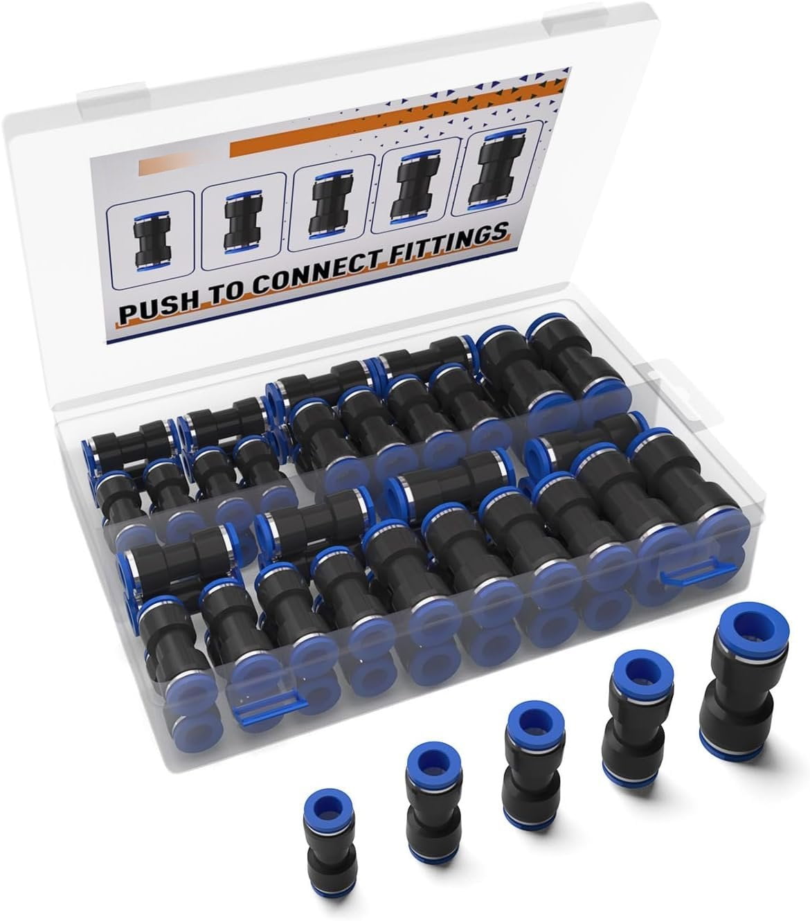 60 count Air Line Quick Connect Fittings,PU Straight Air Hose Fittings ...