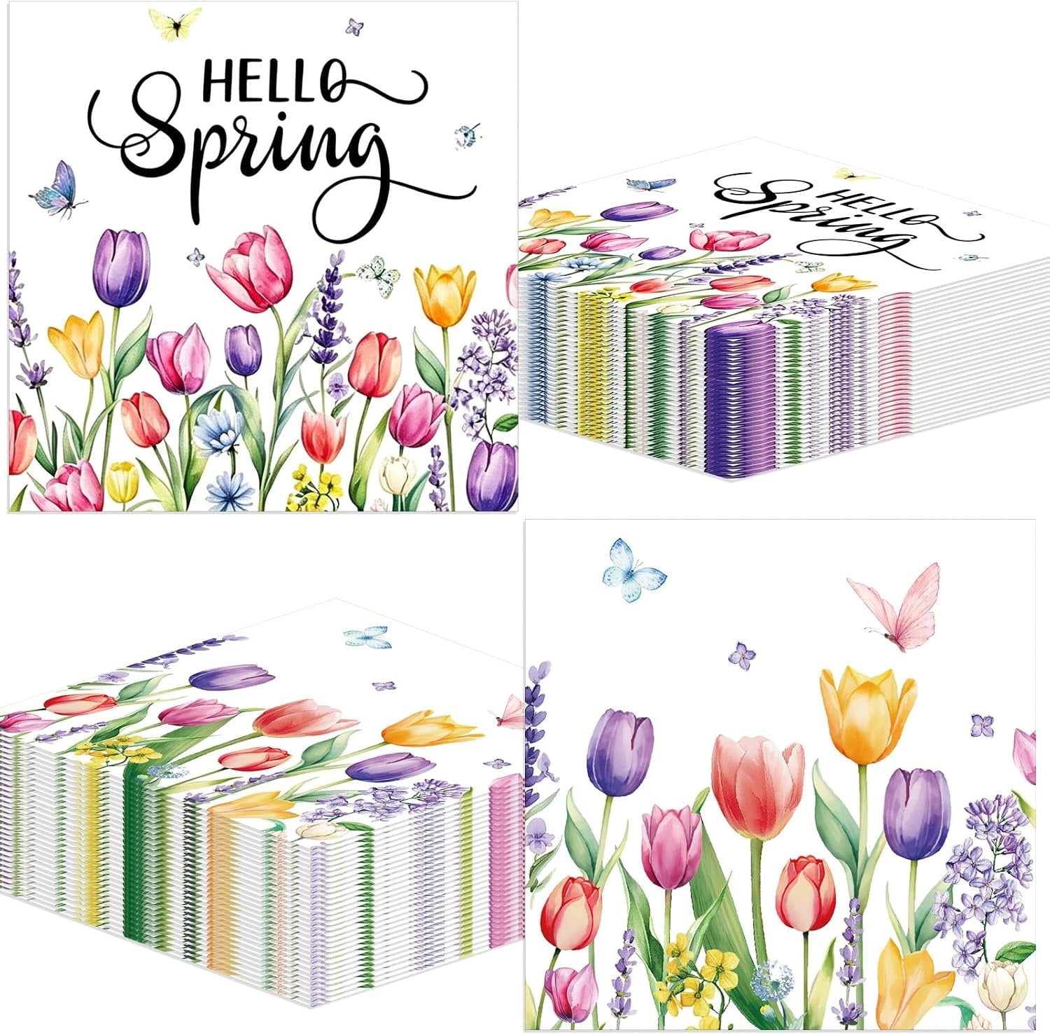 60 count Spring Paper Napkins Spring Floral Disposable Luncheon Dinner ...