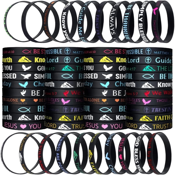 60 count Verse Bracelets Bulk Christian Scripture Bracelets ...