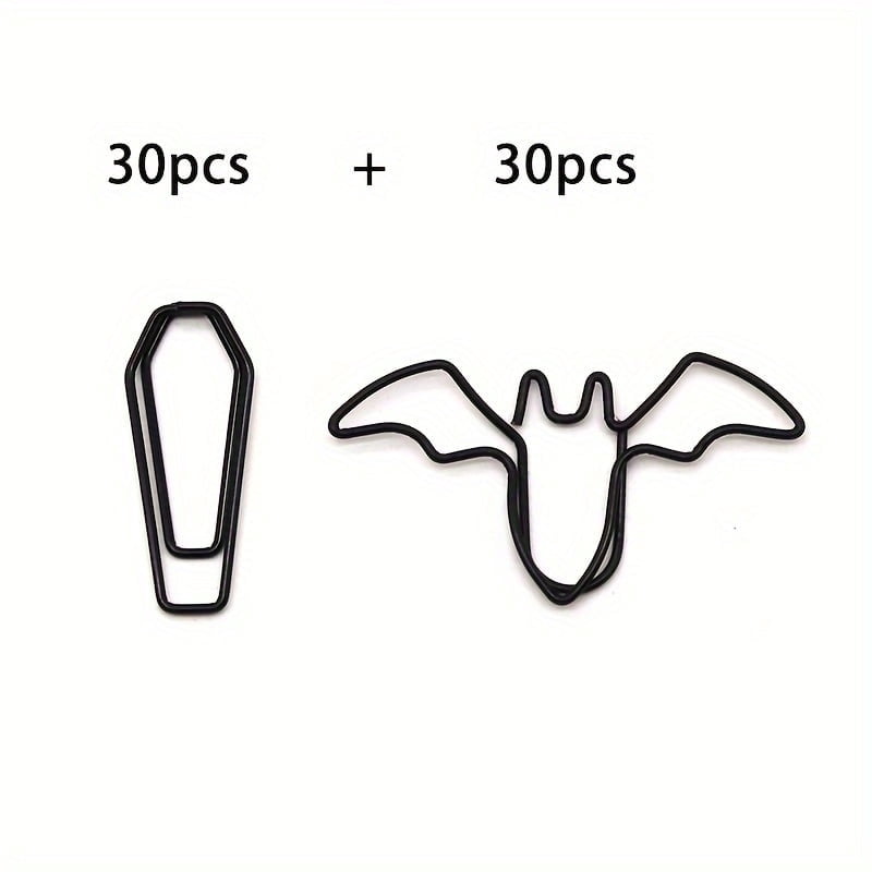 60 creative bat and coffin-shaped paper clips with black iron ...