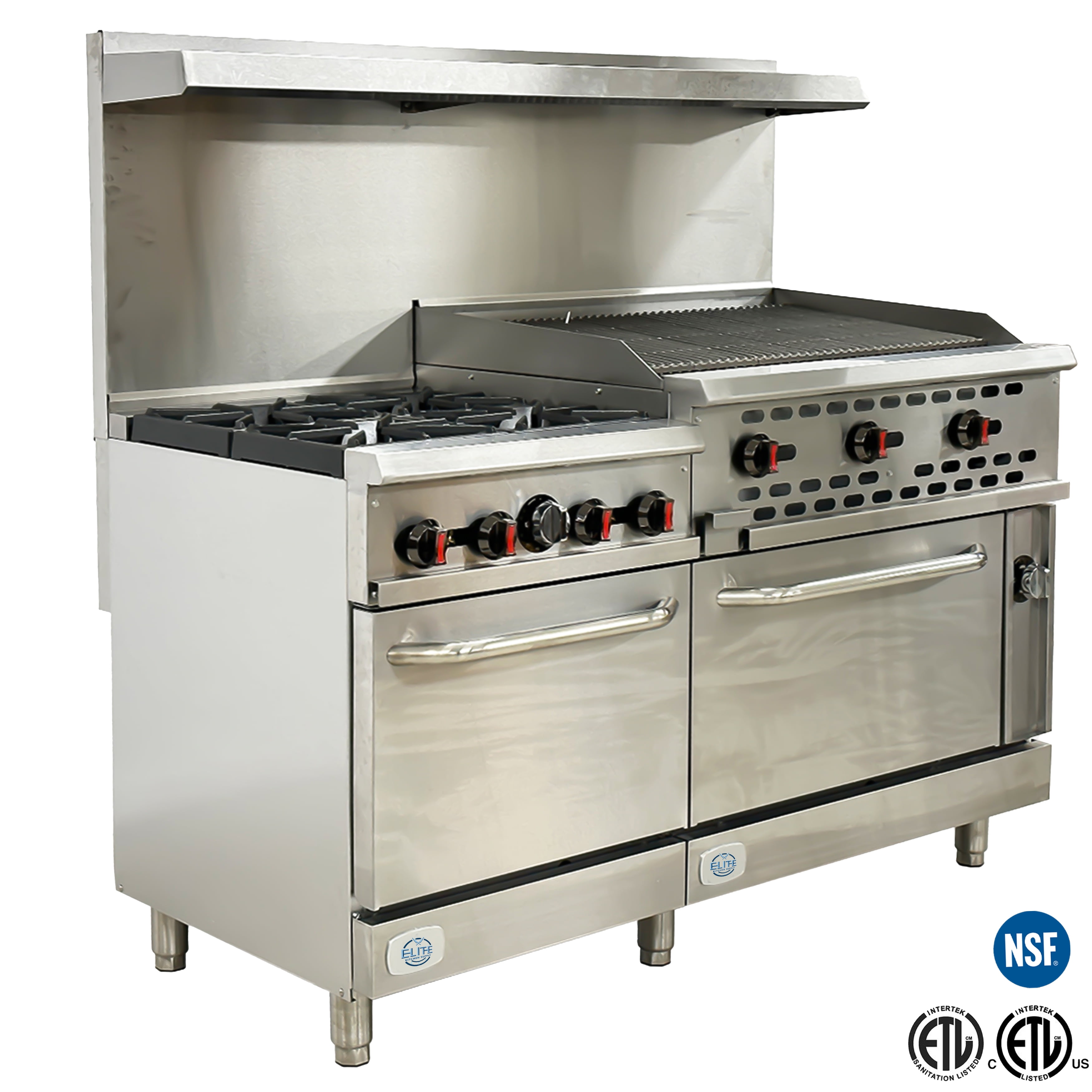 60 in. 4 Burner Commercial Double Oven Gas Range and Griddle and ...