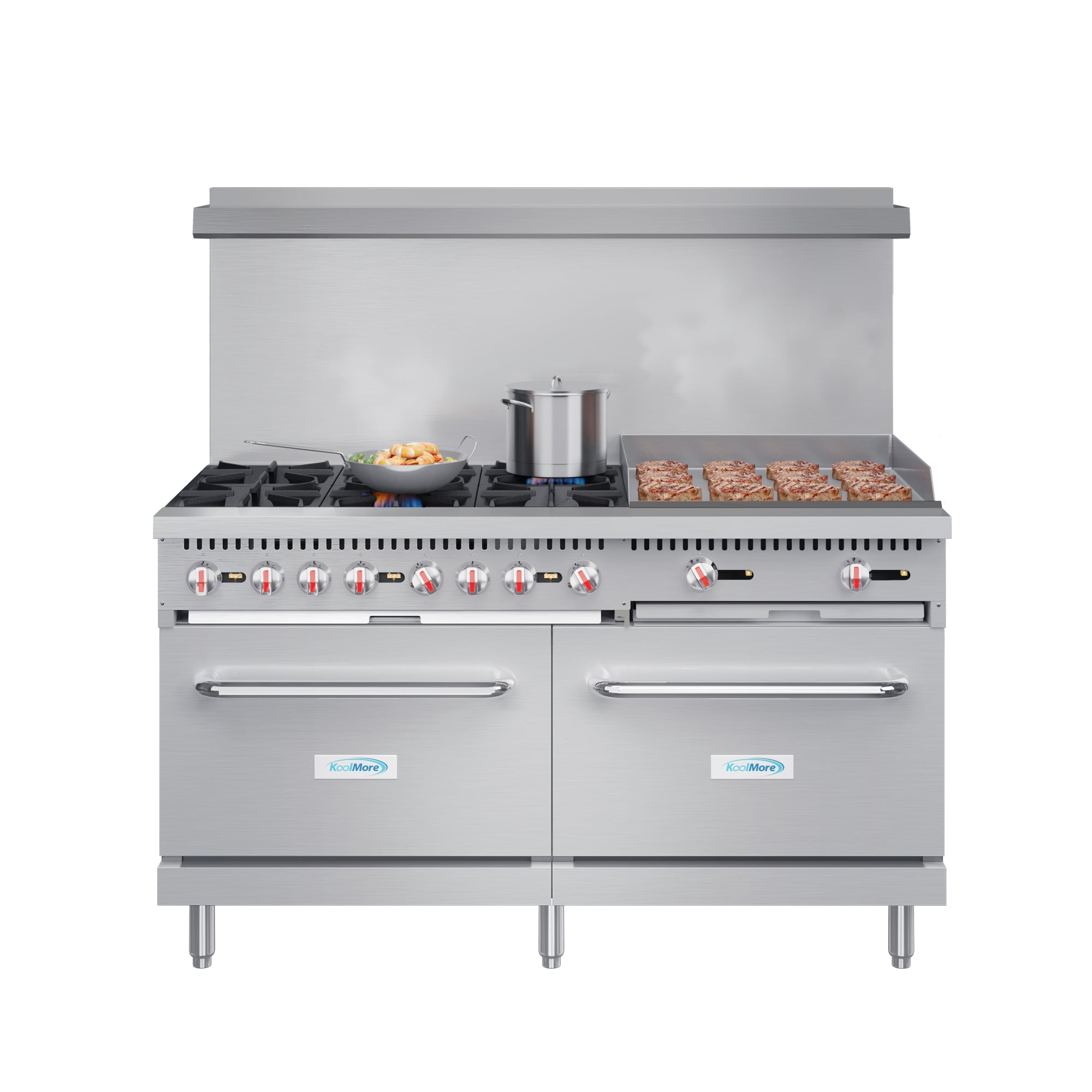 60 in. 6 Burner Commercial Natural Gas Range with 24 in. Griddle in ...