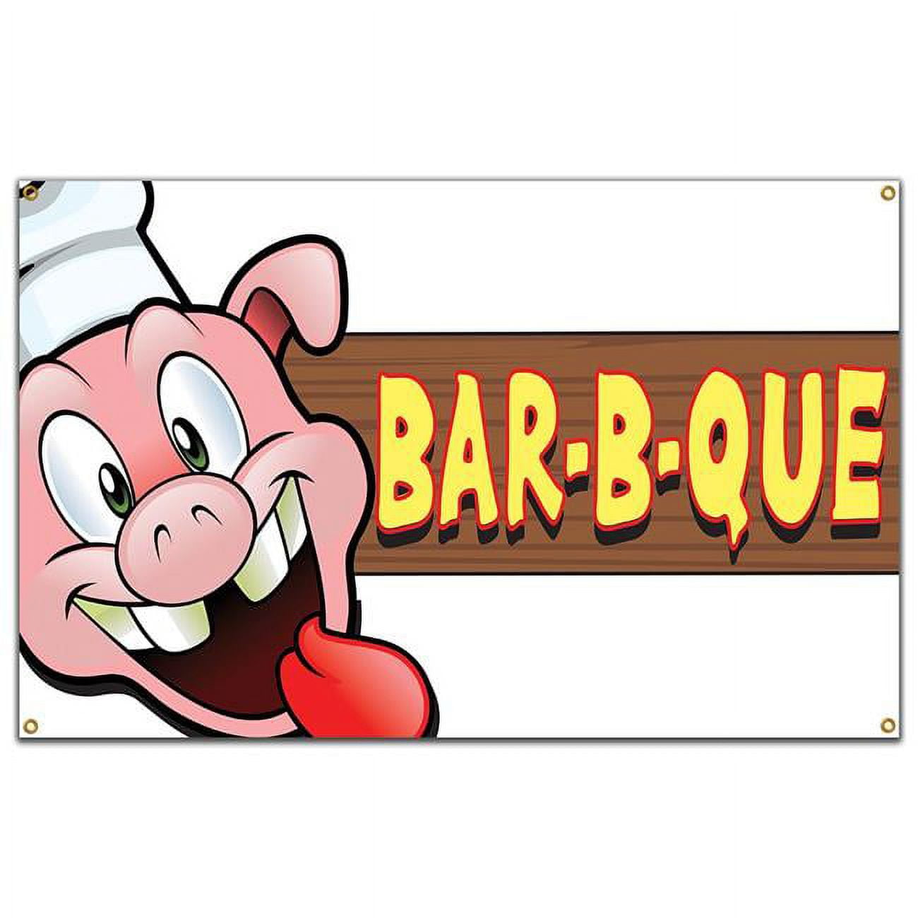 60 in. Bar-B-Que Pig Sign Banner with Concession Stand Food Truck ...