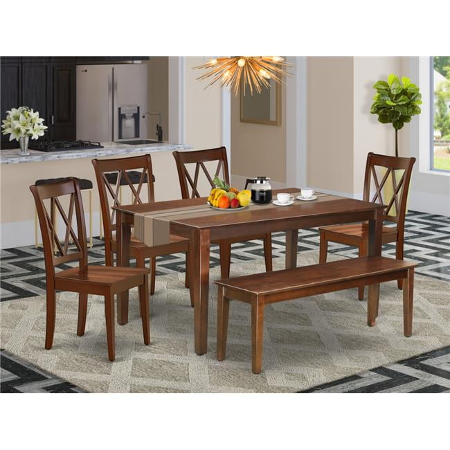 60 in. Capri Rectangular Table & 4 Double X Back Chairs Plus 1 Bench ...