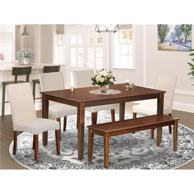 60 in. Capri Rectangular Table & Four Parson Chair with Mahogany Leg ...
