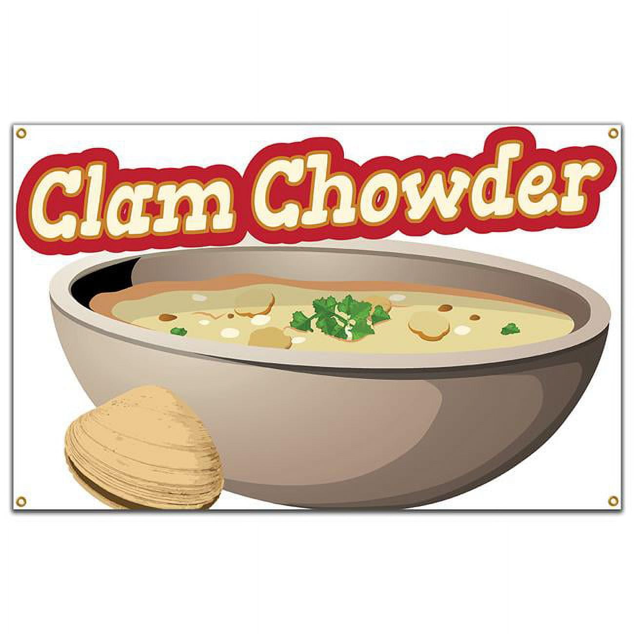 60 in. Concession Stand Food Truck Single Sided Banner - Clam Chowder ...