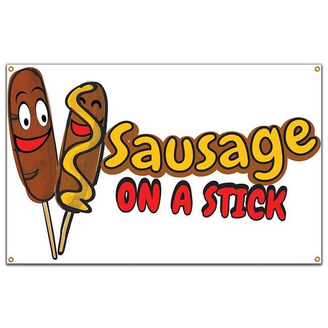60 in. Concession Stand Food Truck Single Sided Banner - Sausage on a ...
